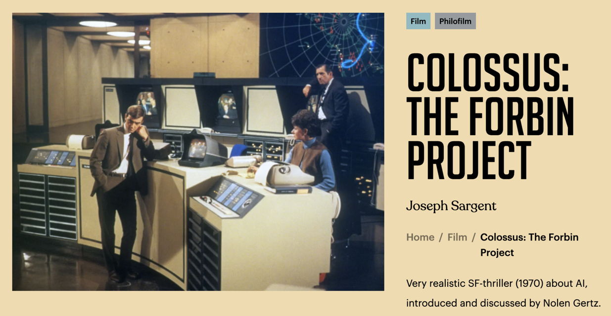 Philofilm screening of Colossus: The Forbin Project with UT philosophy ...